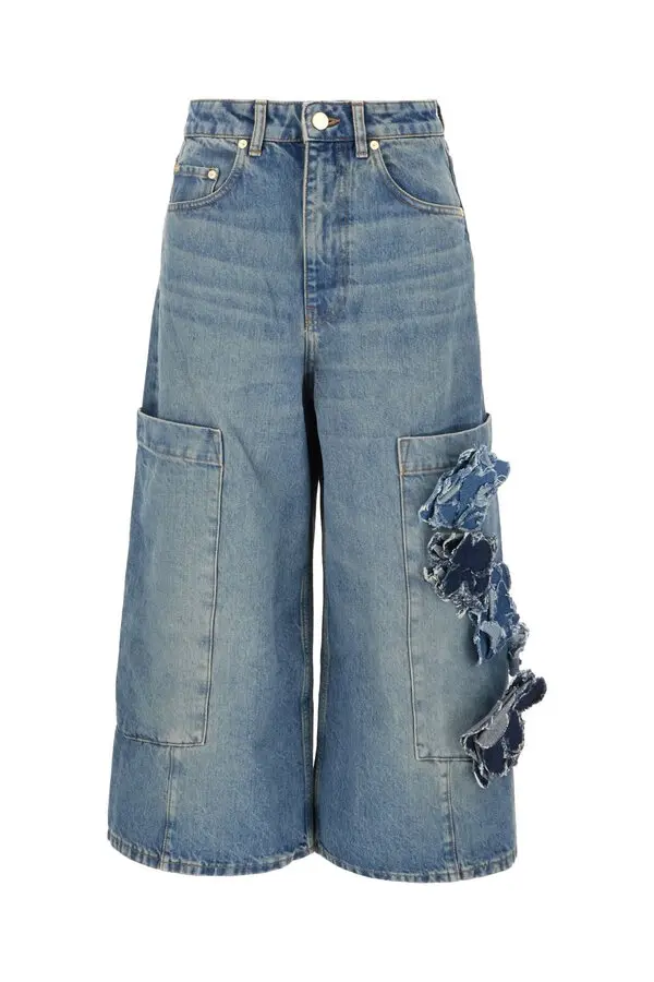 GANNI Embellished Wide Leg Jeans