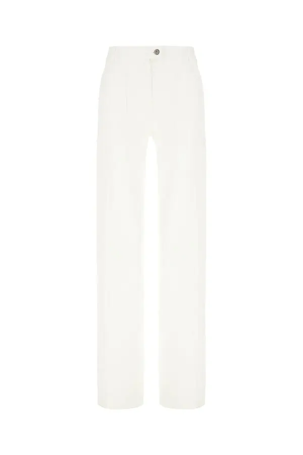 FERRAGAMO White Denim Straight Leg Trousers