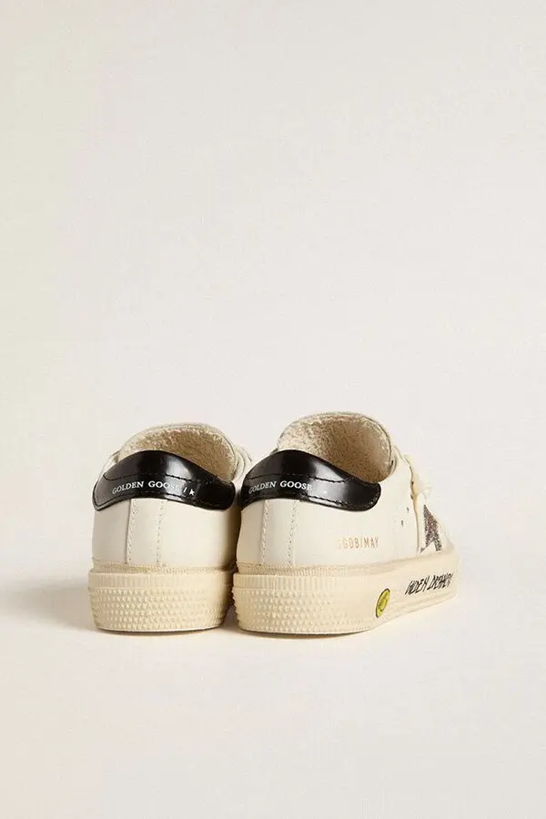 GOLDEN GOOSE May Glittered-star Leather Sneakers