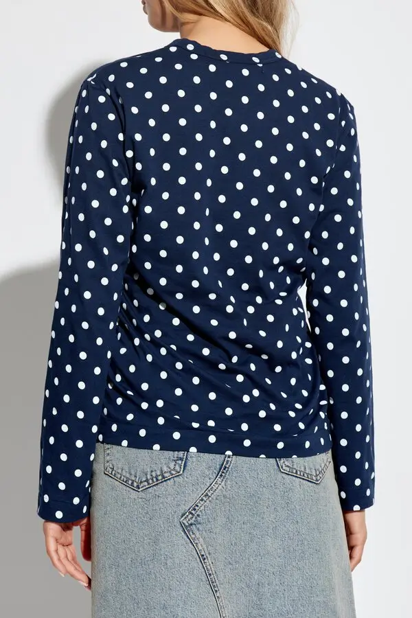 Play Comme Des Garcon Long Sleeve Polka Dot T-shirt With Applique