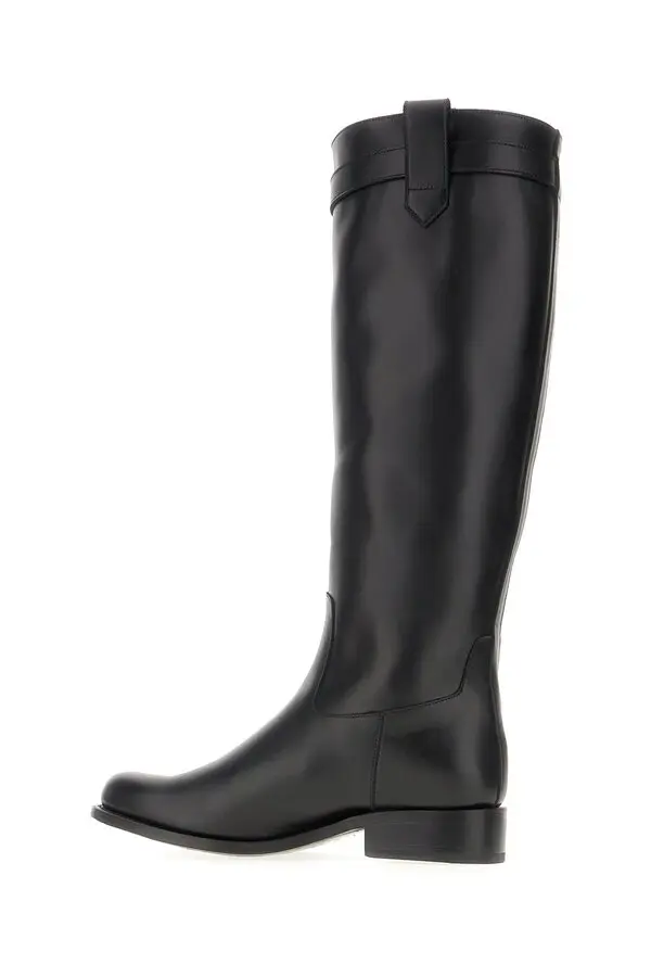Versace Knee High Boots With Medusa Buckle Detail