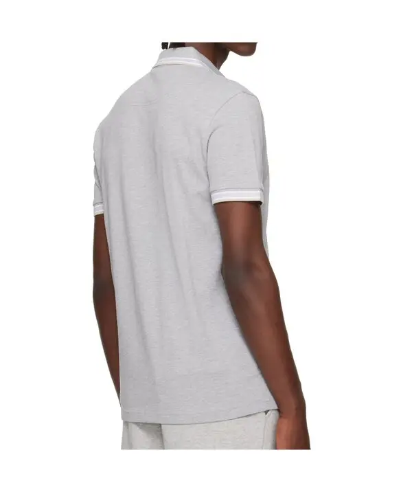 Hugo Boss Striped-collar Polo Shirt - Grey