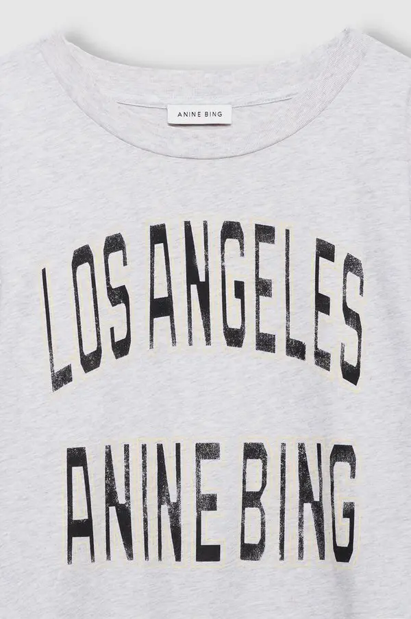 ANINE BING Johnny Cropped T-shirt With Los Angeles Graphic - Grey