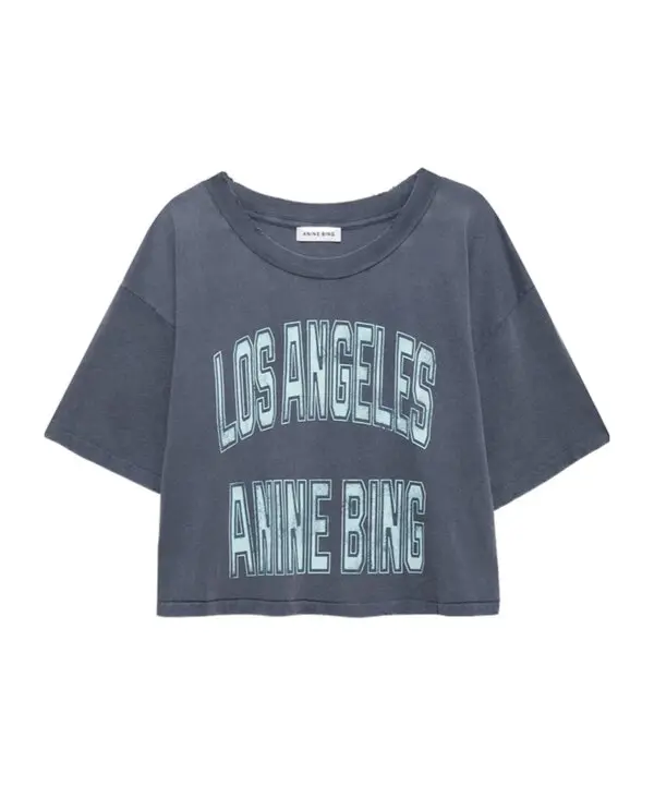 ANINE BING Johnny Cropped T-shirt With Los Angeles Graphic