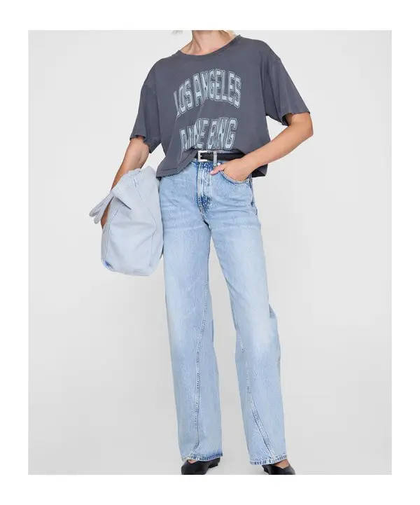 ANINE BING Johnny Cropped T-shirt With Los Angeles Graphic