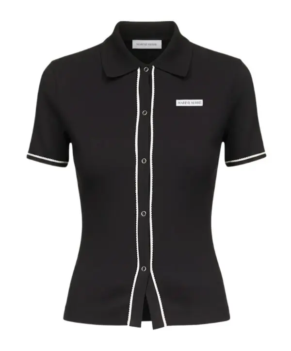 MARINE SERRE Ribbed Jersey Polo T-shirt