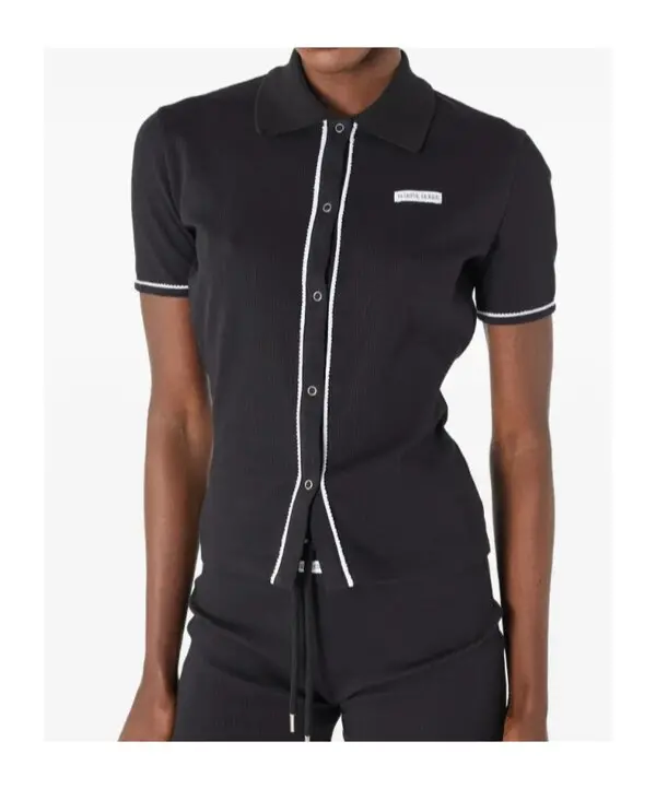 MARINE SERRE Ribbed Jersey Polo T-shirt