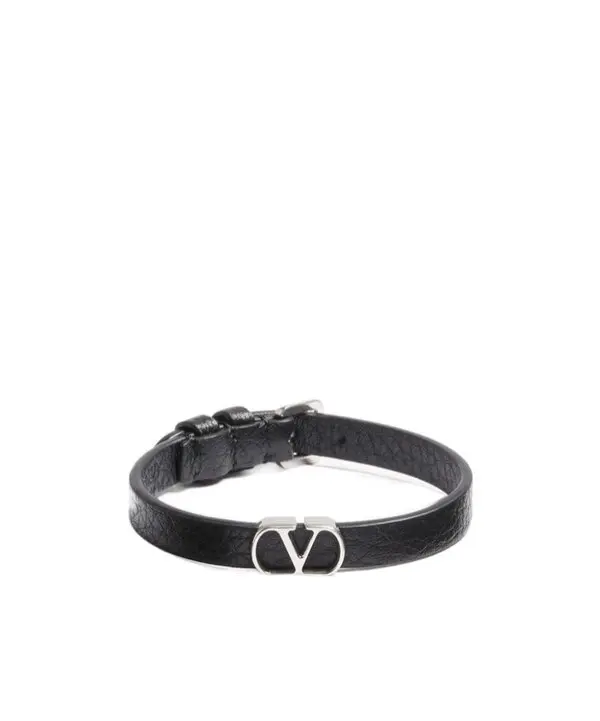 Valentino Garavani Vlogo Signature Leather Bracelet - Black