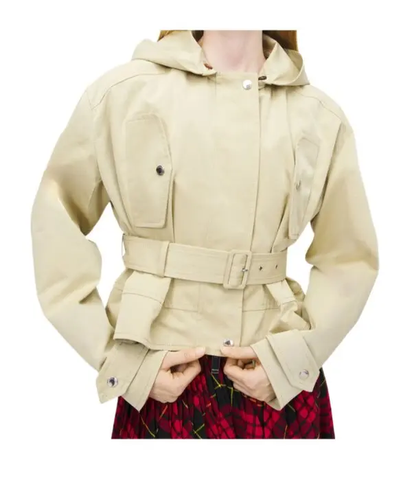 Alexander McQueen Belted Peplum Jacket With Detachable Hood