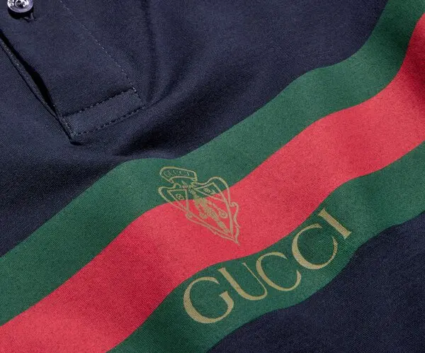 Gucci Web Detailed Jersey Polo Shirt - Dark Blue