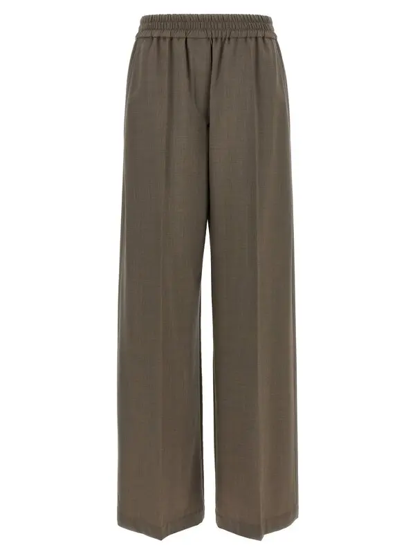 Brunello Cucinelli Elastic Waist Wide-leg Trousers - Brown