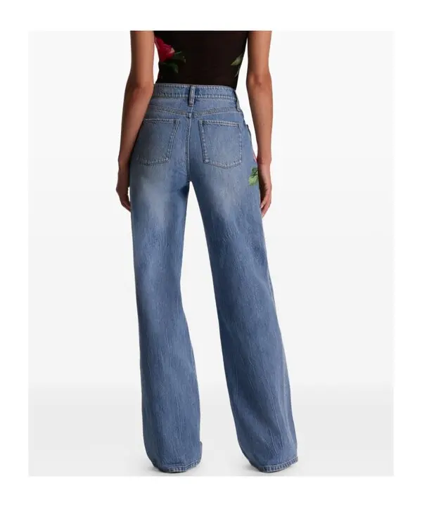 ALICEOLIVIA Alice + Olivia Printed Wide Leg Jeans