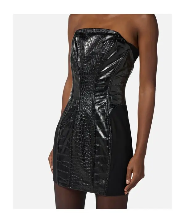 Elisabetta Franchi Crocodile-print Bustier Mini Dress