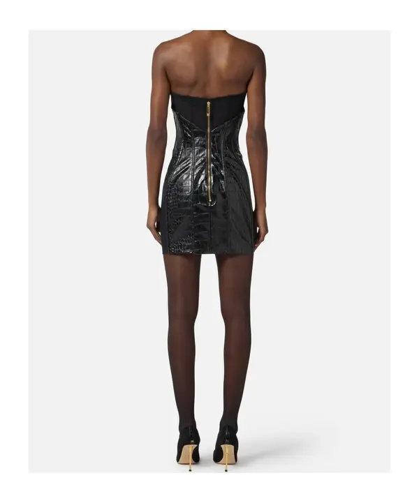 Elisabetta Franchi Crocodile-print Bustier Mini Dress