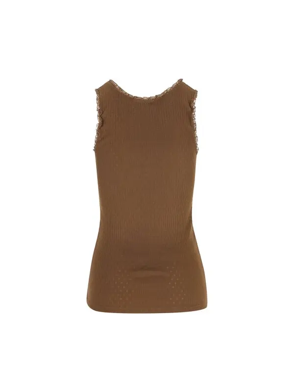 Miu Miu Round Neck Tank Top With Tassel Details - No
