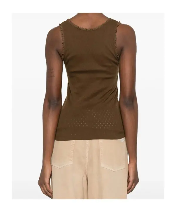 Miu Miu Round Neck Tank Top With Tassel Details - No