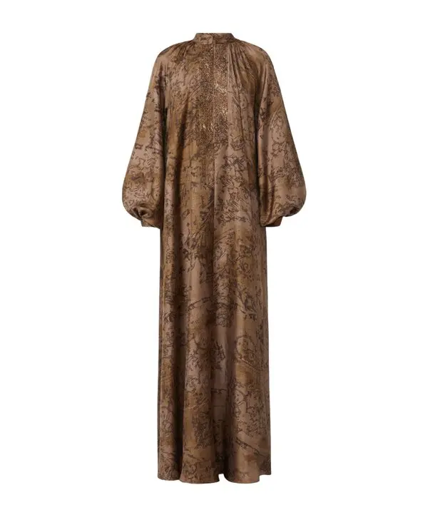 Max Mara Printed Long Sleeve Maxi Dress