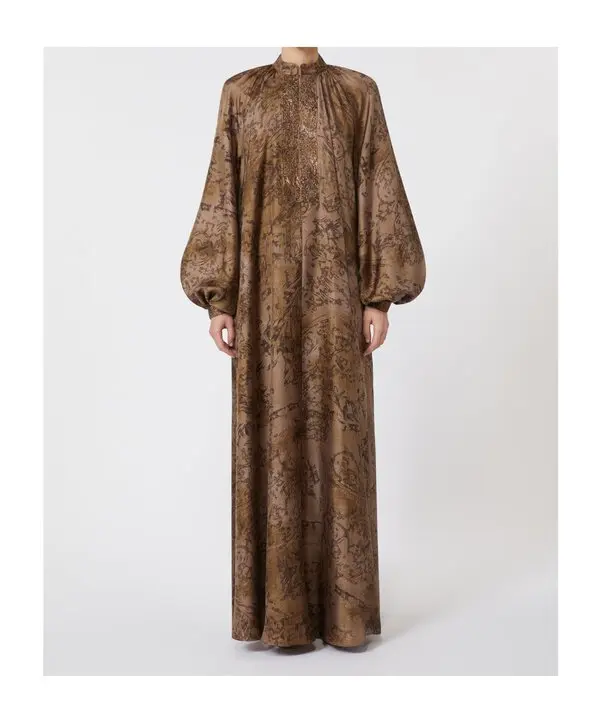 Max Mara Printed Long Sleeve Maxi Dress
