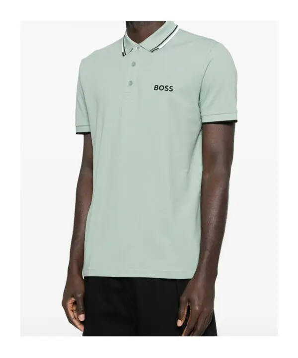 Hugo Boss Striped-trim Polo Shirt - Green
