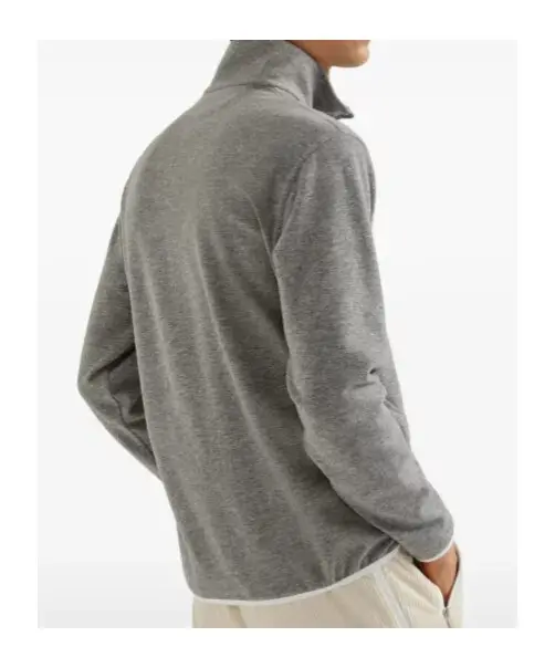 Brunello Cucinelli Half-zip Embroidered Fleece Sweatshirt