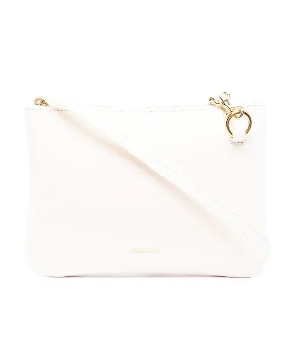 JIL SANDER Logo Embossed Medium Shoulder Bag - White