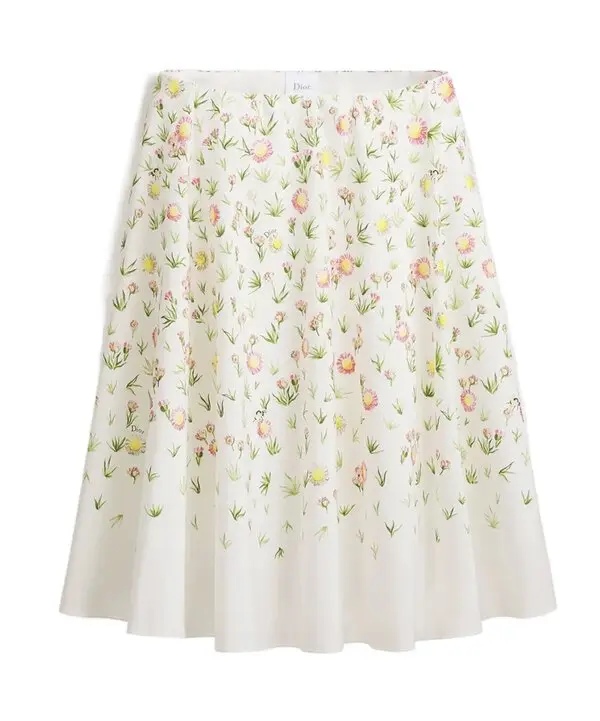 Dior Floral Midi Skirt - White