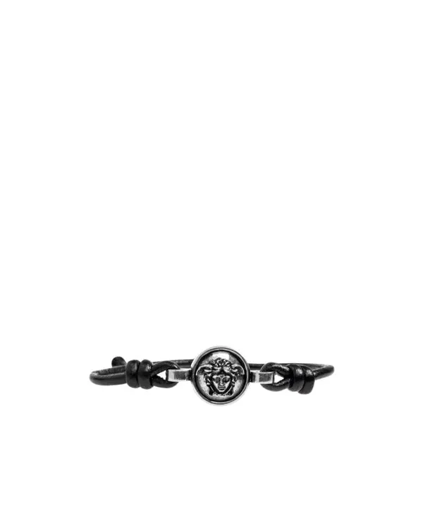 Versace Medusa Leather Bracelet - Black