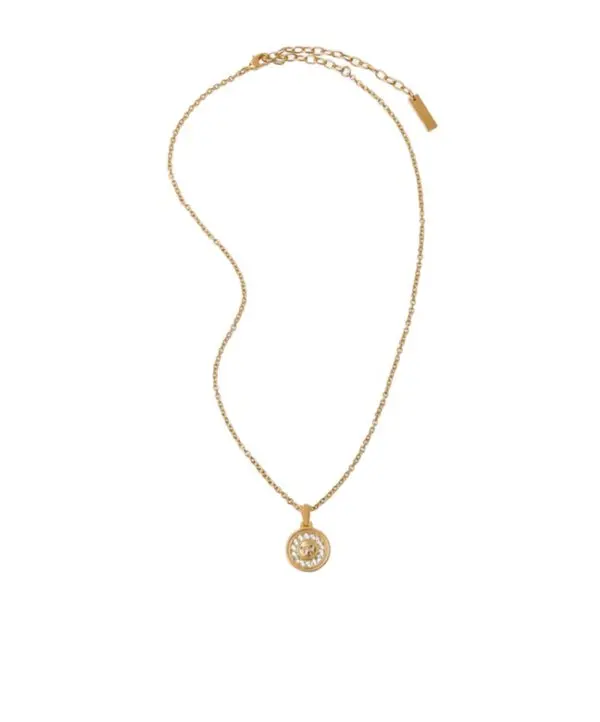Versace Medusa Pendant Necklace With Crystal Embellishments - Gold