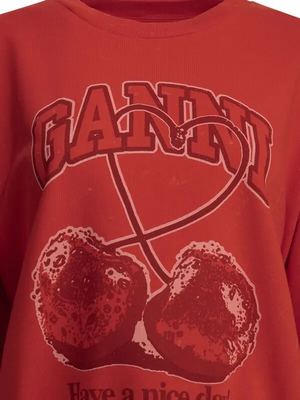 GANNI Graphic Sweatshirt - Red