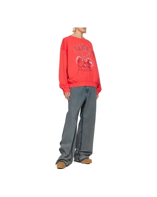 GANNI Graphic Sweatshirt - Red