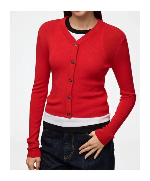 GANNI Ribbed V-neck Cardigan