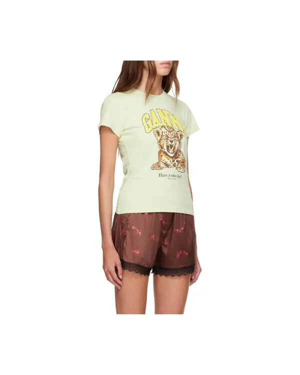 GANNI Baby Tiger Graphic T-shirt - Green
