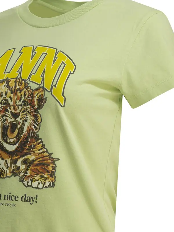 GANNI Baby Tiger Graphic T-shirt - Green