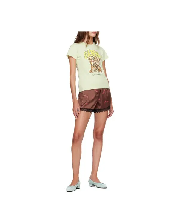 GANNI Baby Tiger Graphic T-shirt - Green