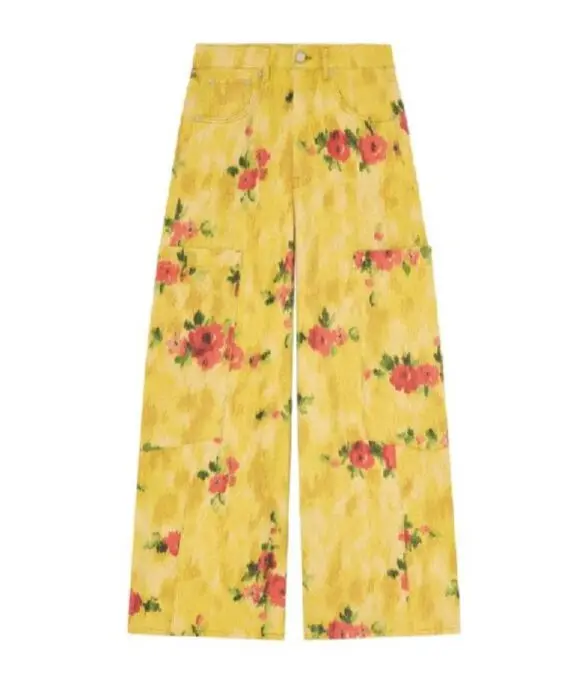 GANNI Floral Printed Baggy Cargo Jeans