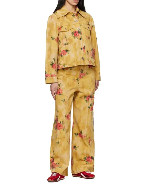 GANNI Floral Printed Baggy Cargo Jeans