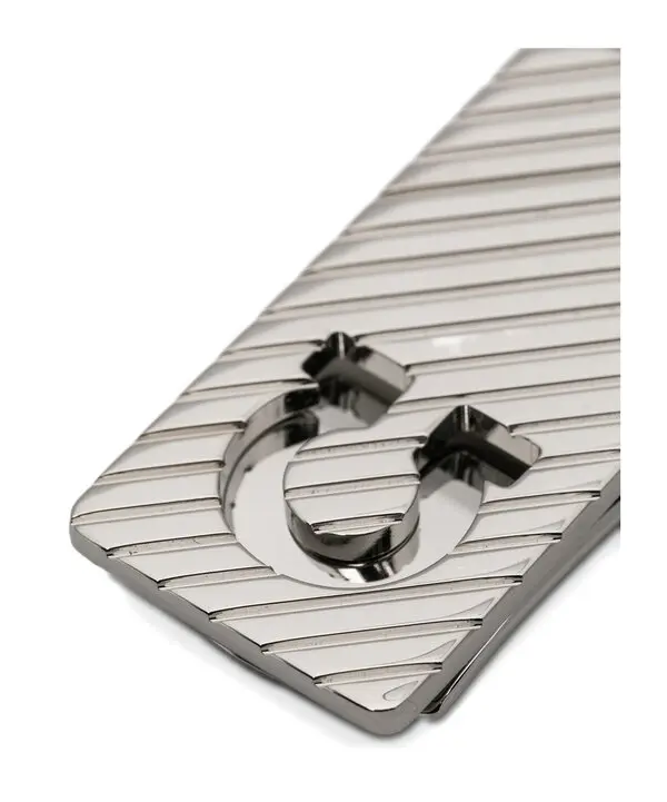 FERRAGAMO Gancini-logo Striped Tie Clip