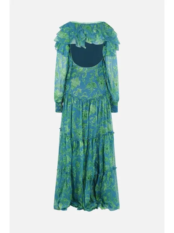 Etro Long Sleeve Floral Chiffon Maxi Dress