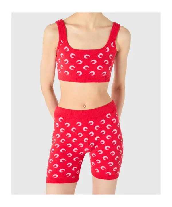 MARINE SERRE Moon Print Organic Cotton Bouclette Mini Shorts