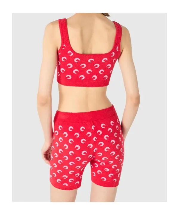 MARINE SERRE Moon Print Organic Cotton Bouclette Mini Shorts