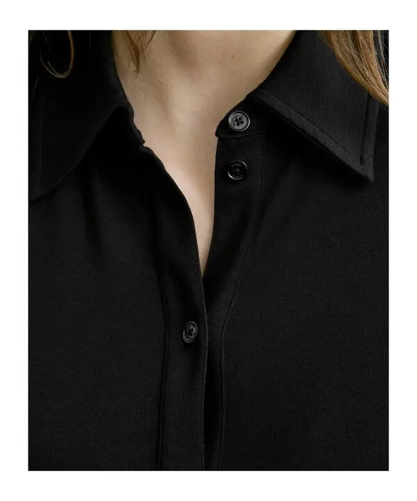 TOTEME Fitted Jersey Blouse With Mother-of-pearl Buttons - Black