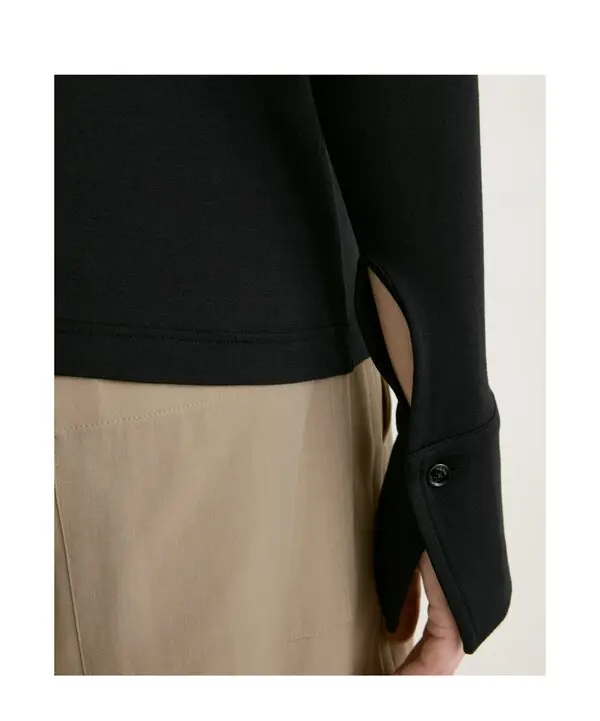 TOTEME Fitted Jersey Blouse With Mother-of-pearl Buttons - Black