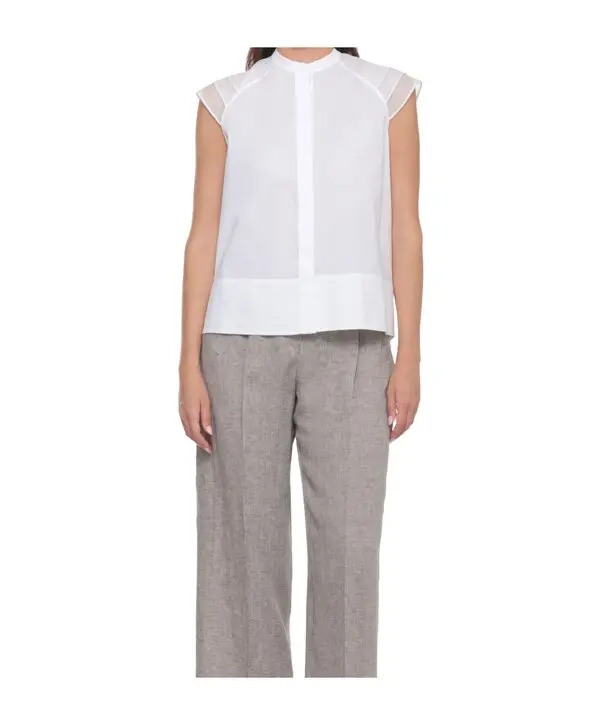 Peserico Sleeveless Top With Stand Collar And Paneled Detail