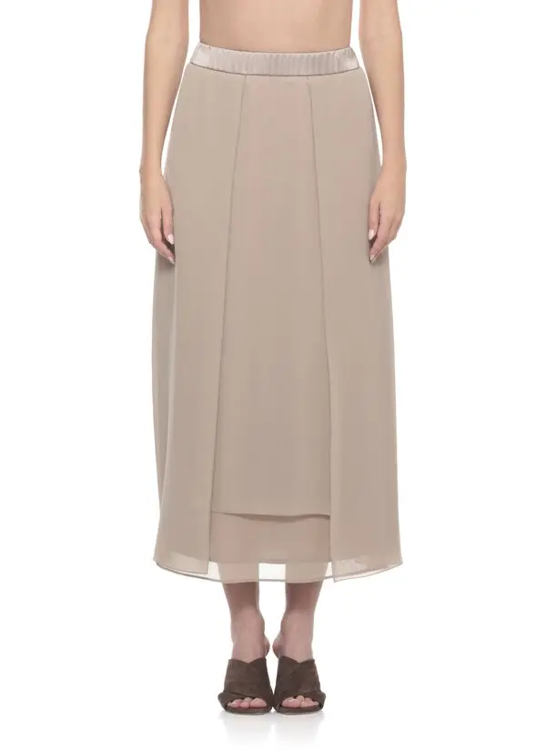 Peserico Elastic Waist Layered Midi Skirt