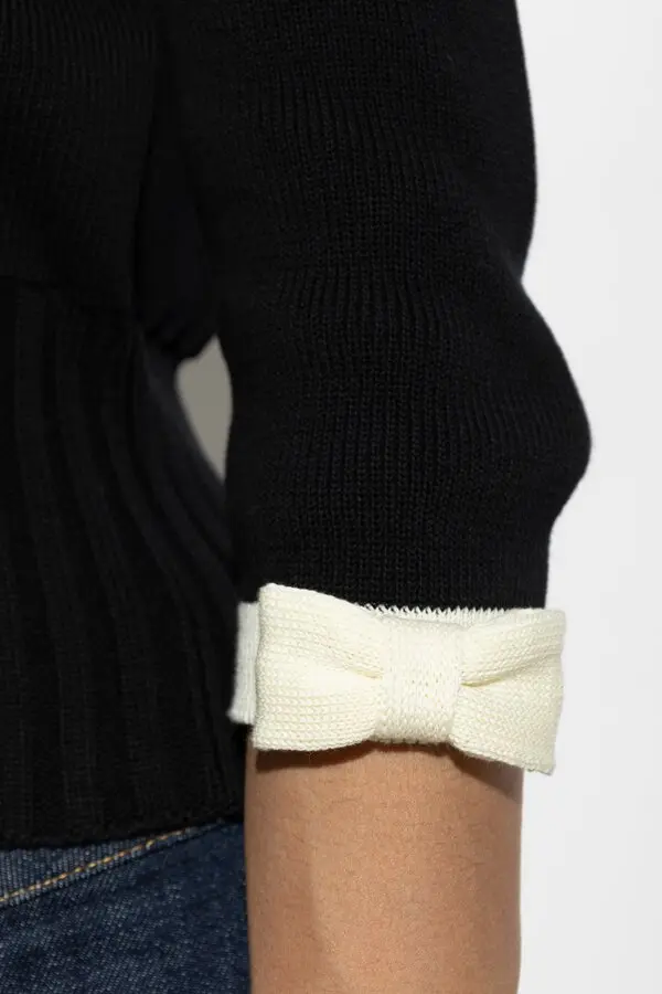 Valentino Garavani V-neck Button-up Cardigan With White Trim