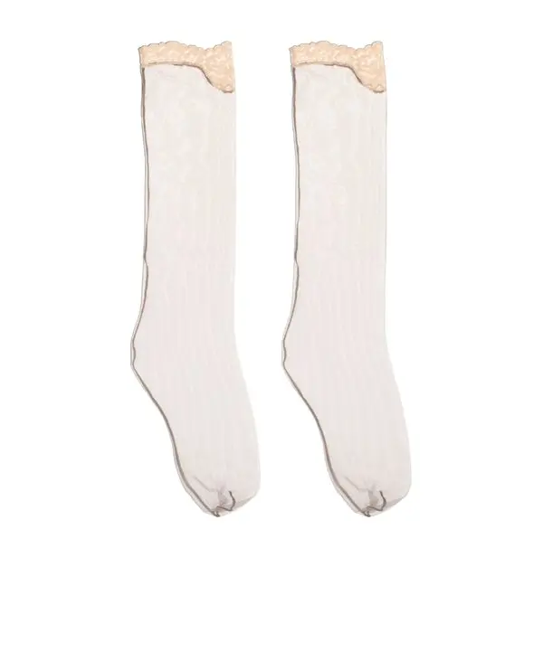 Valentino Garavani Lace Trim Socks - Beige