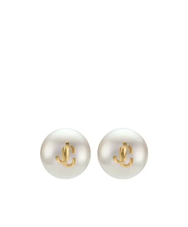JIMMY CHOO Pearl And Logo Stud Earrings - White