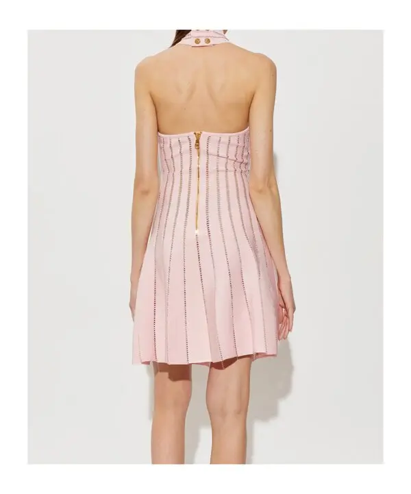 Balmain Knitted Halterneck Cutout Dress