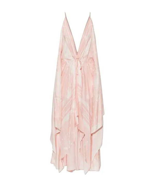 Balmain Asymmetrical V-neck Maxi Slip Dress - Nude