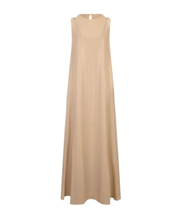 Peserico Hammered Satin Maxi Dress - Quartz Sand
